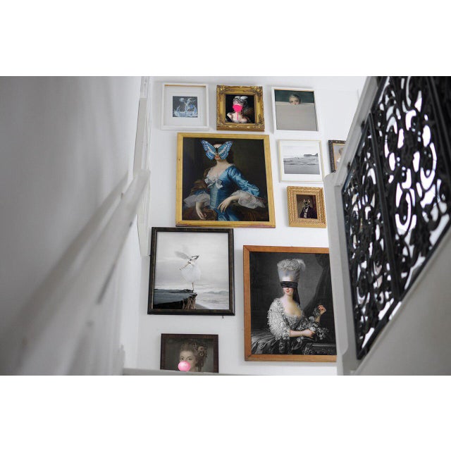 Medium Portrait of Blue and White Butterfly on Lady from Mineheart ...