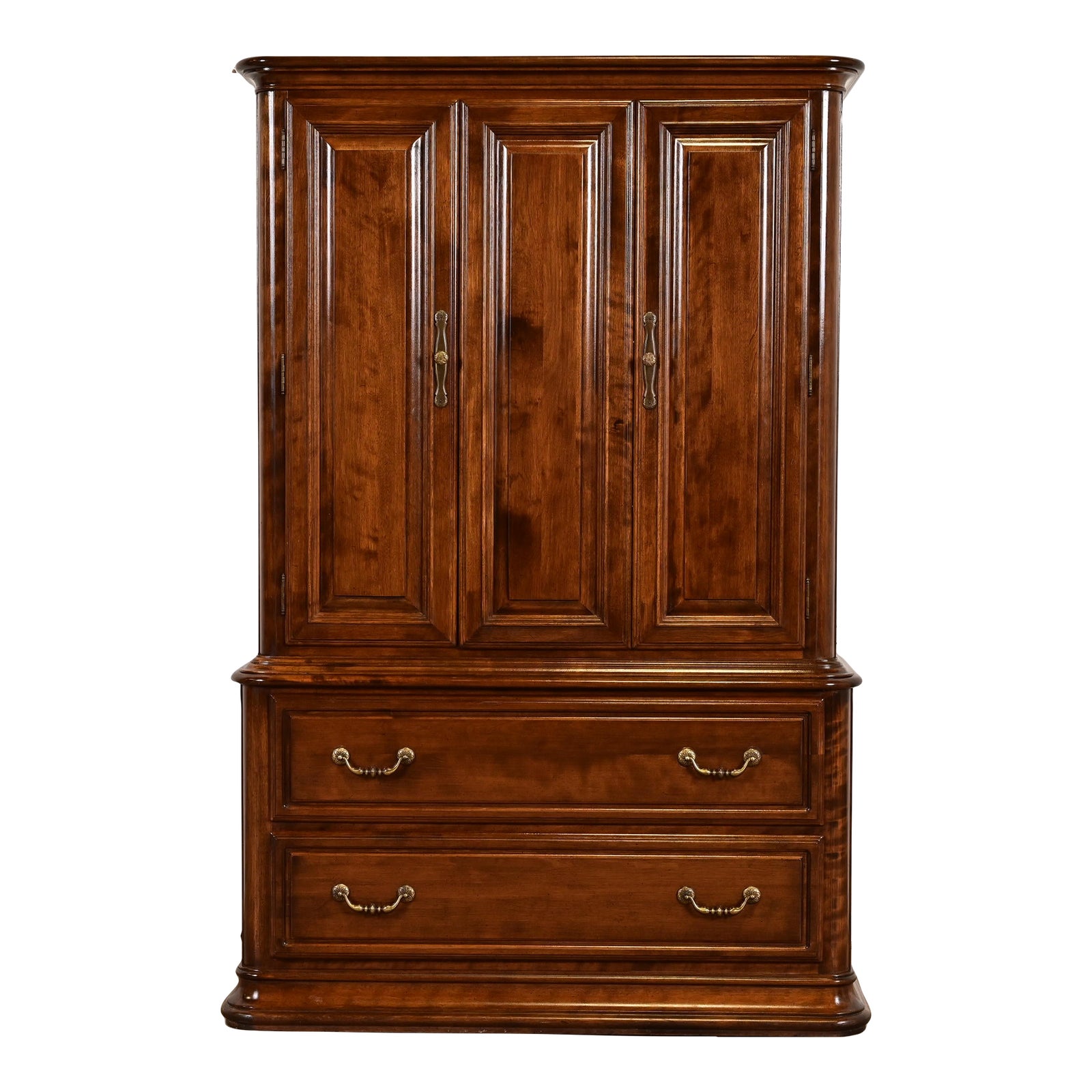 Ethan Allen French Louis Philippe Solid Carved Maple Armoire Dresser or ...