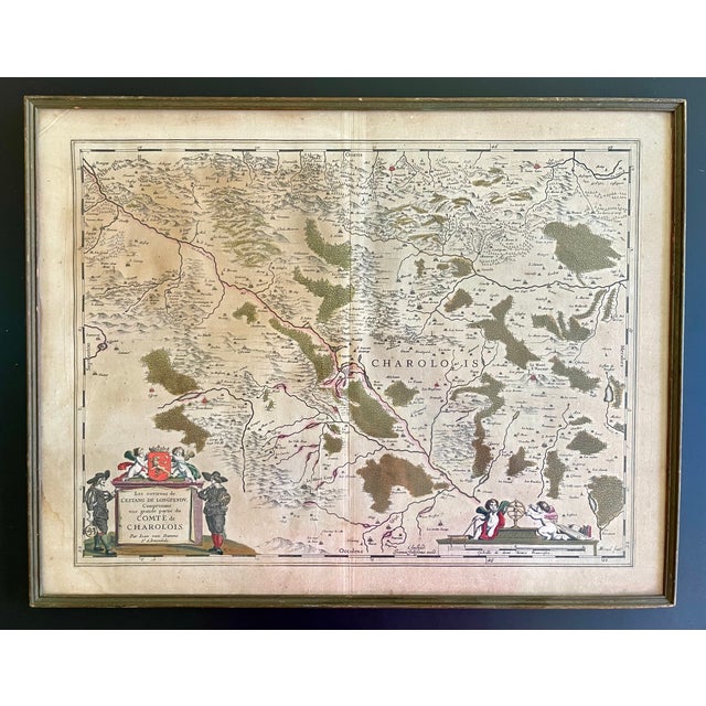 1640 Willem Blaeu Map of Charolois, France (Burgundy) | Chairish