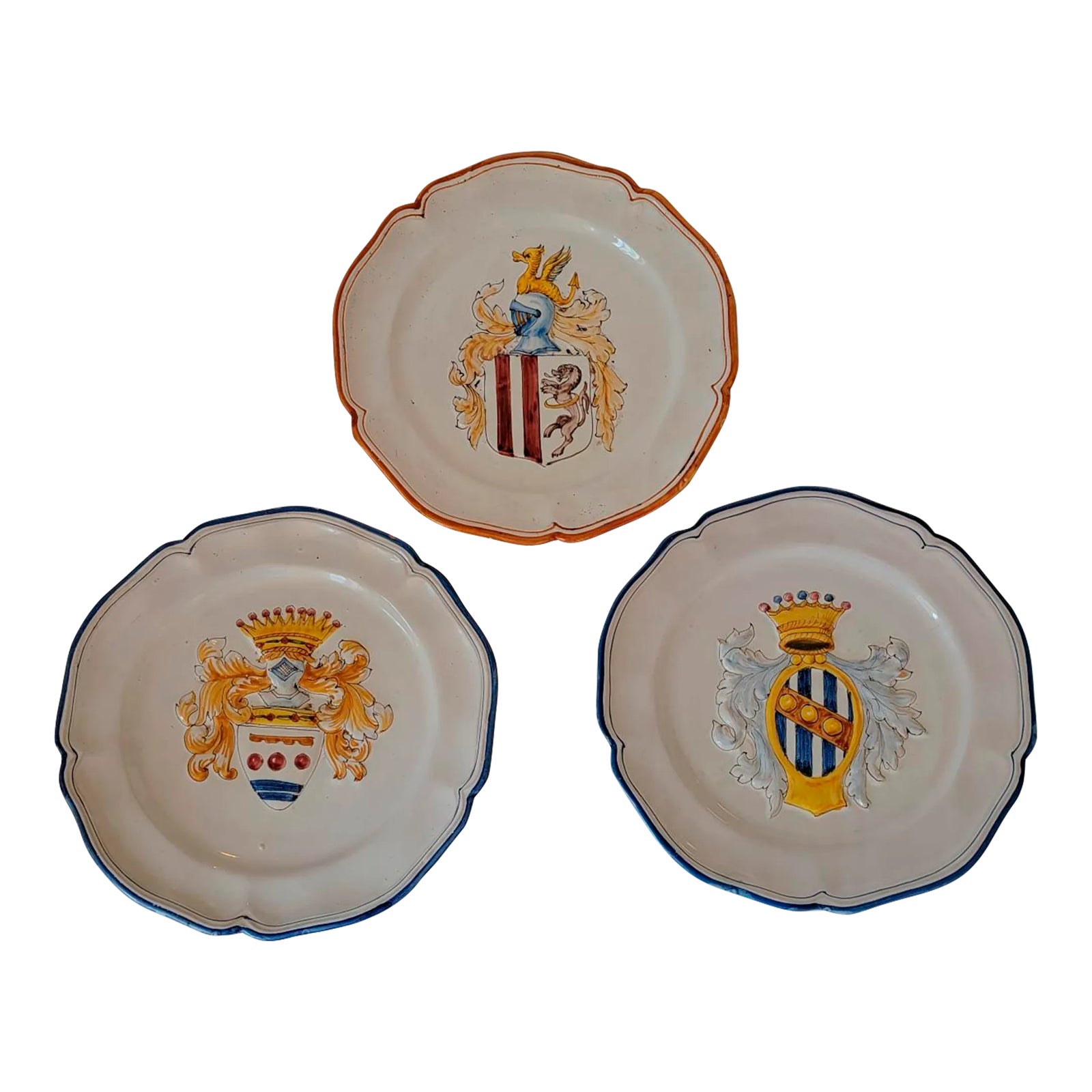 Vintage Ceramic Italian Armorial Crest Plate With Knights - Set of 3 ...