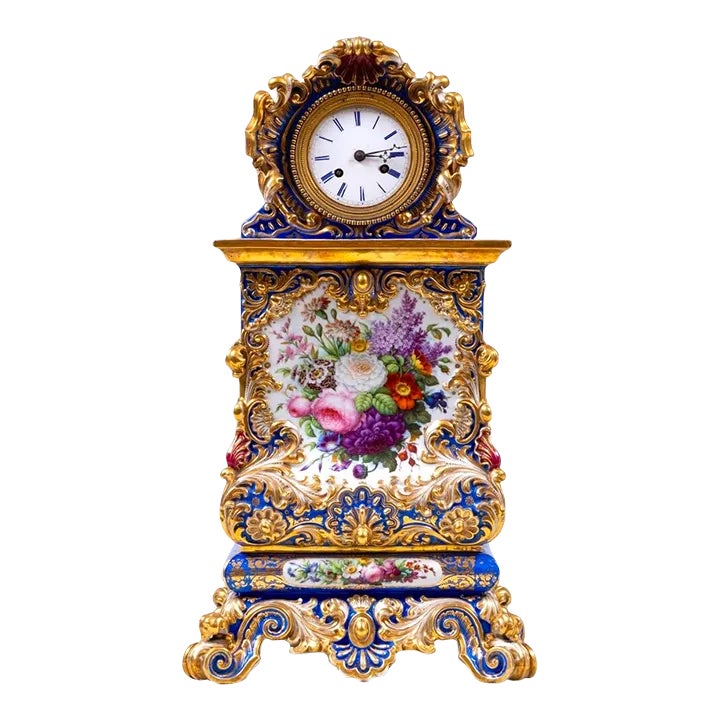 Antique Jacob Petit Blue Ground / Gilt Decorated Porcelain Clock on ...