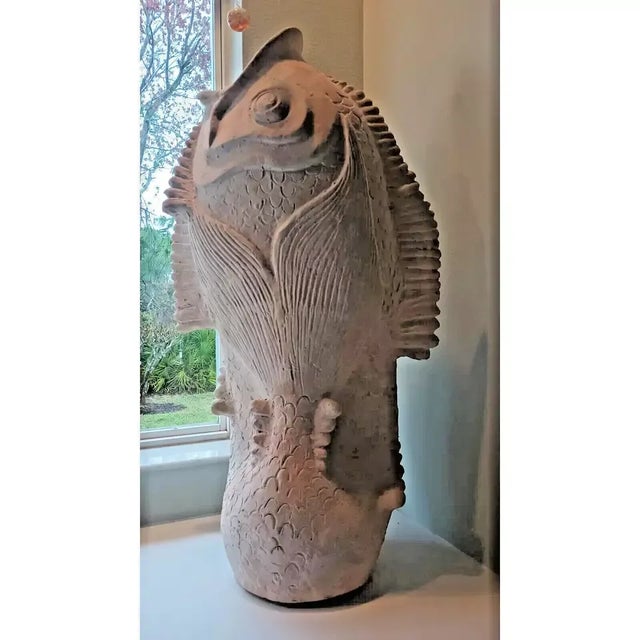 1990s Terra Cotta Koi Fish Figural Sculpture | Chairish