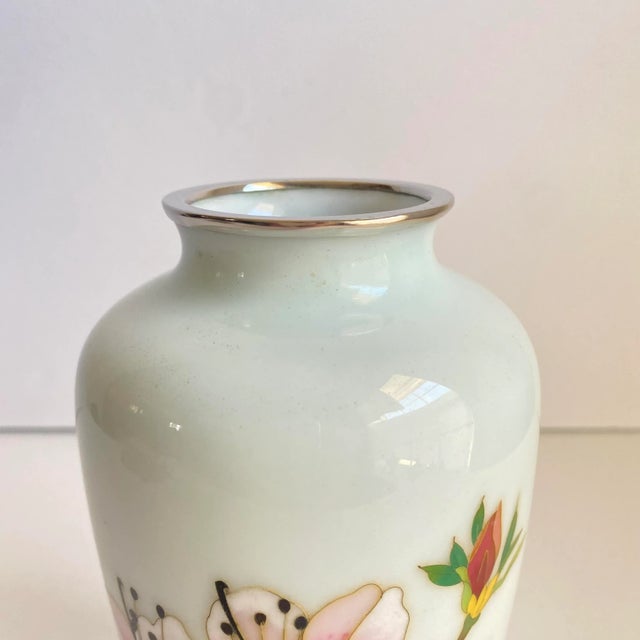 Vintage Japanese Akasuke Ginbari Cloisonné Vase Pastel Pale Blue Pink ...