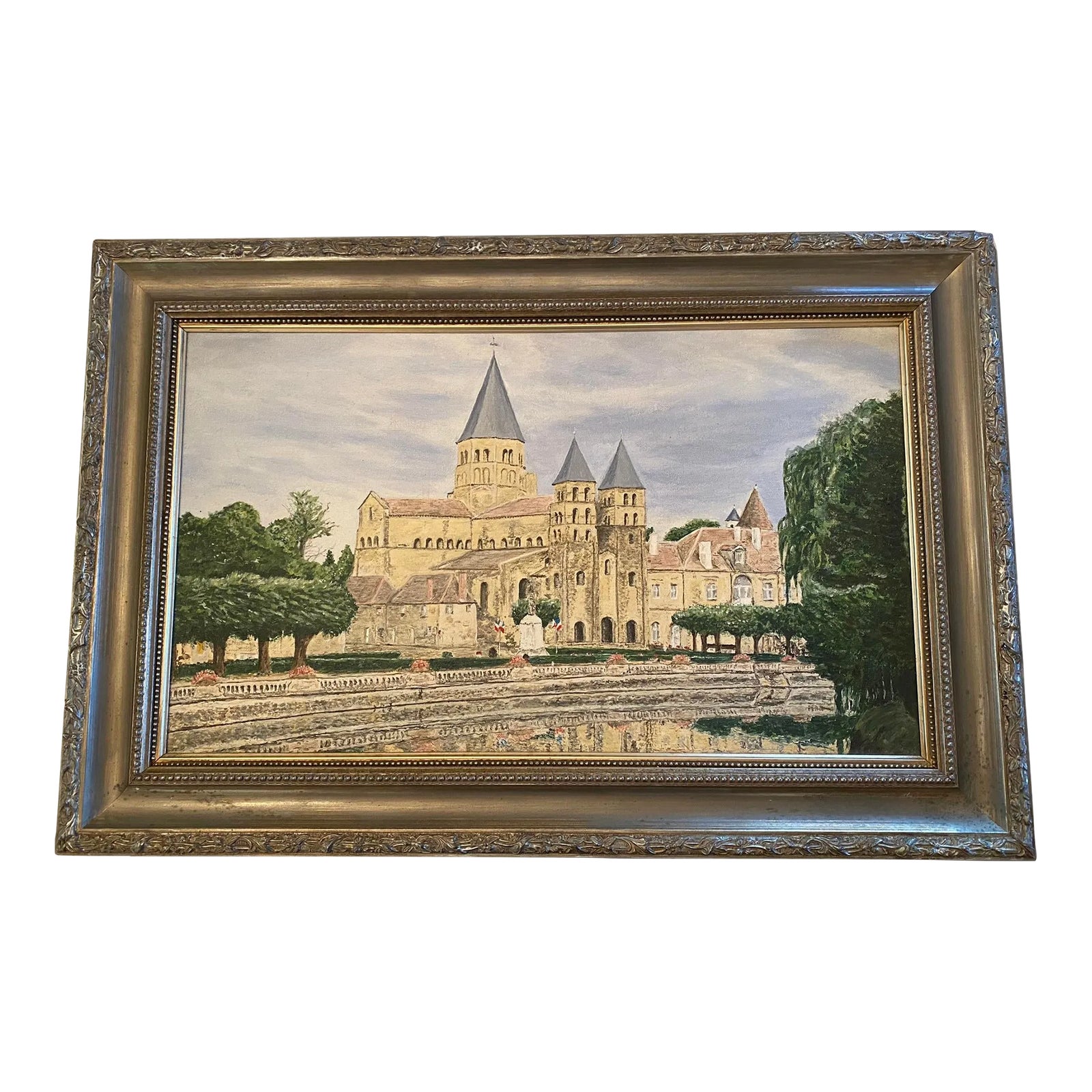 1980’s French Oil on Canvas Still Life “Basilica of Paray-Le-Movial” by ...
