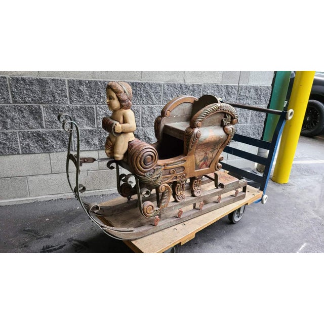 Vintage Antique Reproduction Decorative Sleigh With Putti | Chairish