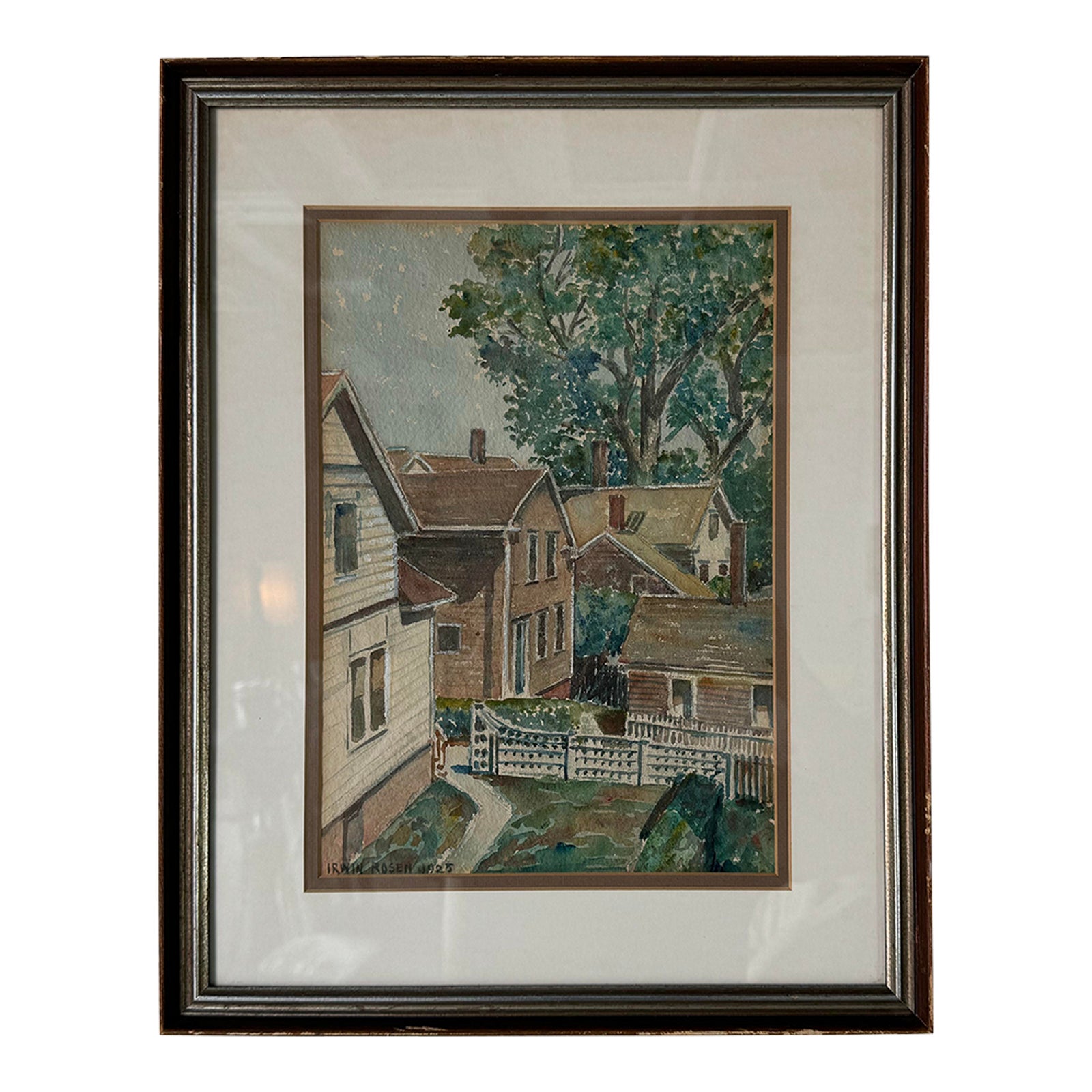 1920's Vintage Irwin Rosen Village Landscape Watercolor Painting ...