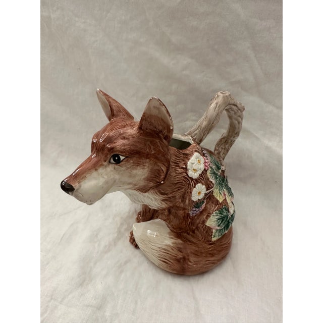 1990 Fitz and Floyd Fox Pitcher | Chairish