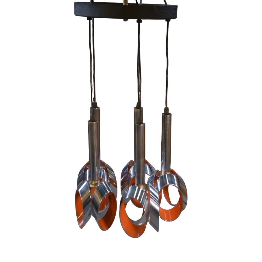 Chrome Metal Cascade Pendant Light from Massive Lighting, 1960s | Chairish