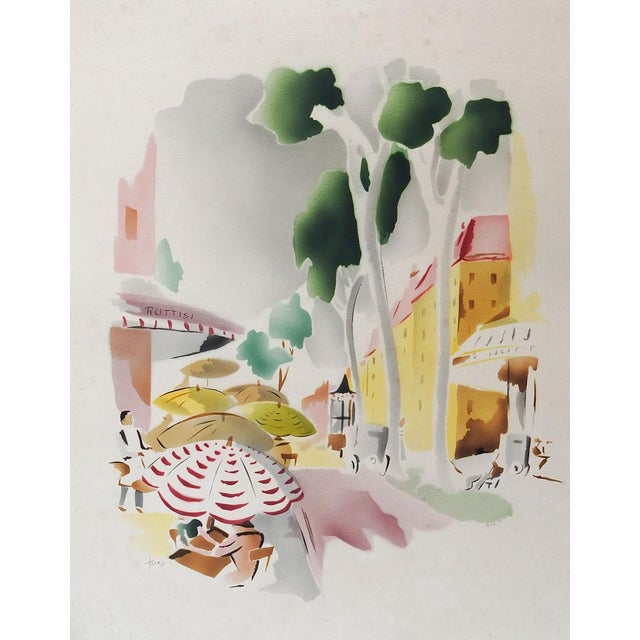 Benjamin Jorj Harris Airbrush Watercolor Street Scene | Chairish