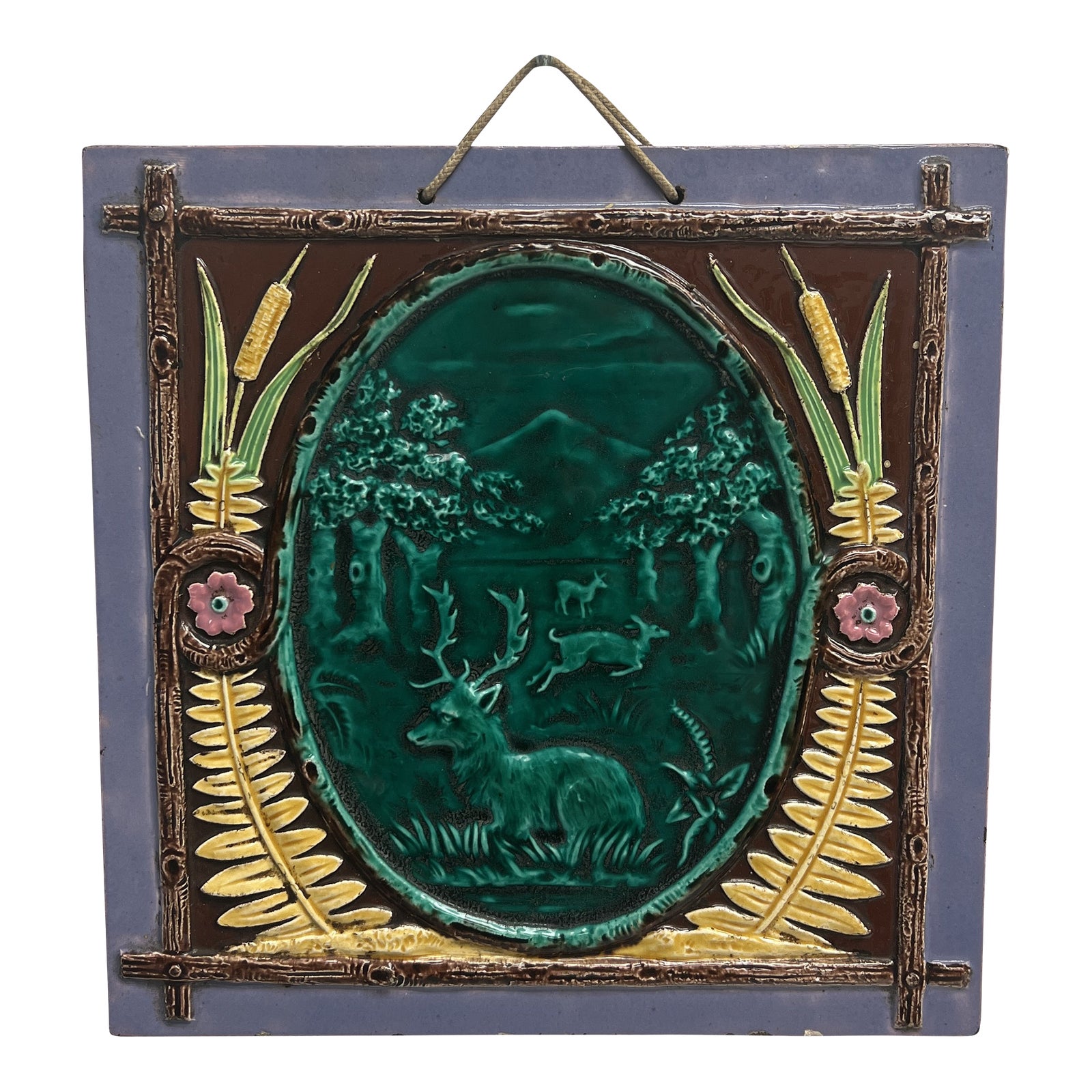 1870 England Majolica Tile by Robert Minton Taylor Fenton Works | Chairish 1870 England Majolica Tile by Robert Minton Taylor Fenton Works | Chairish