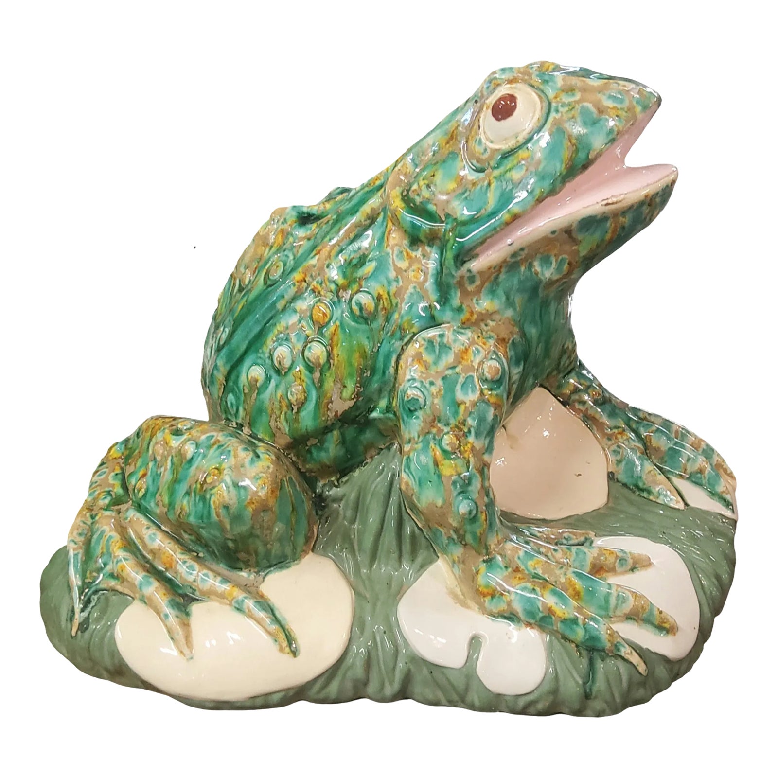 Large 1970s Ceramic Pottery Frog | Chairish