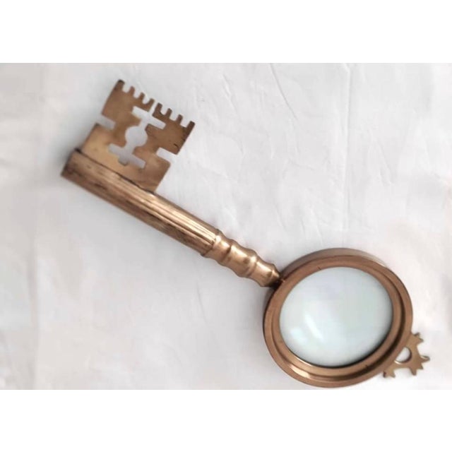 Over-Sized Brass Skeleton Key Magnifying Glass Circa 1980s | Chairish