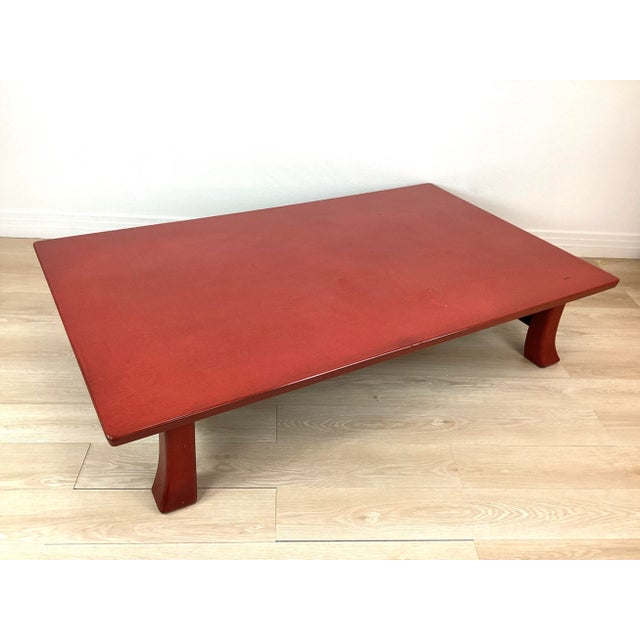 Vintage Japanese Negoro Red Lacquered Low Table | Chairish