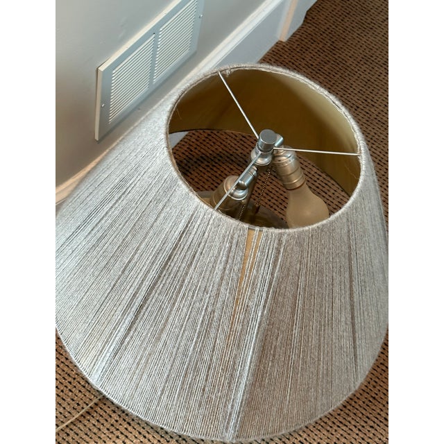 Vintage Karl Springer Chrome and Original String Shade Ball Lamp | Chairish