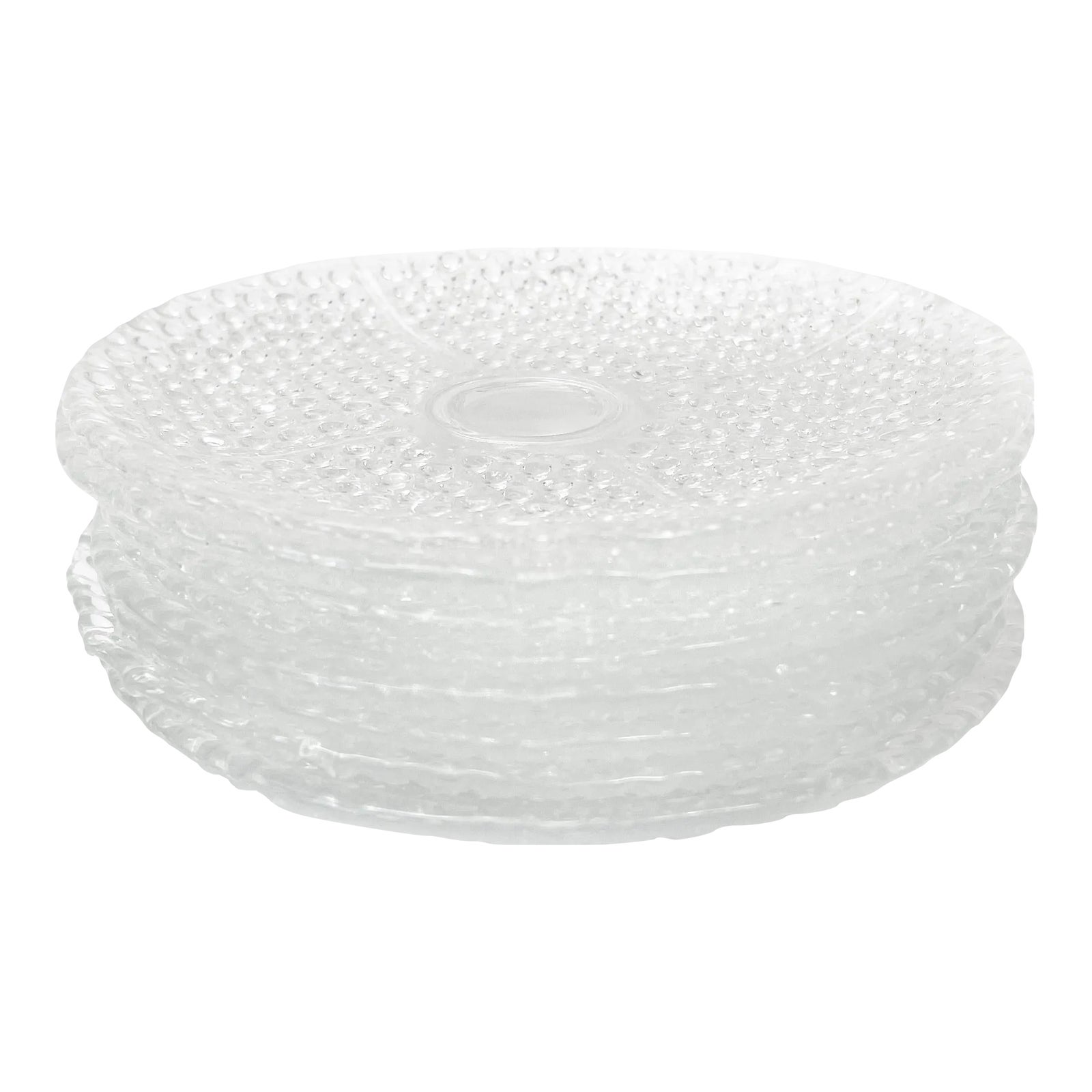 Vintage Mid Century Modern Bubble Texture Free Form Clear Glass Plates ...