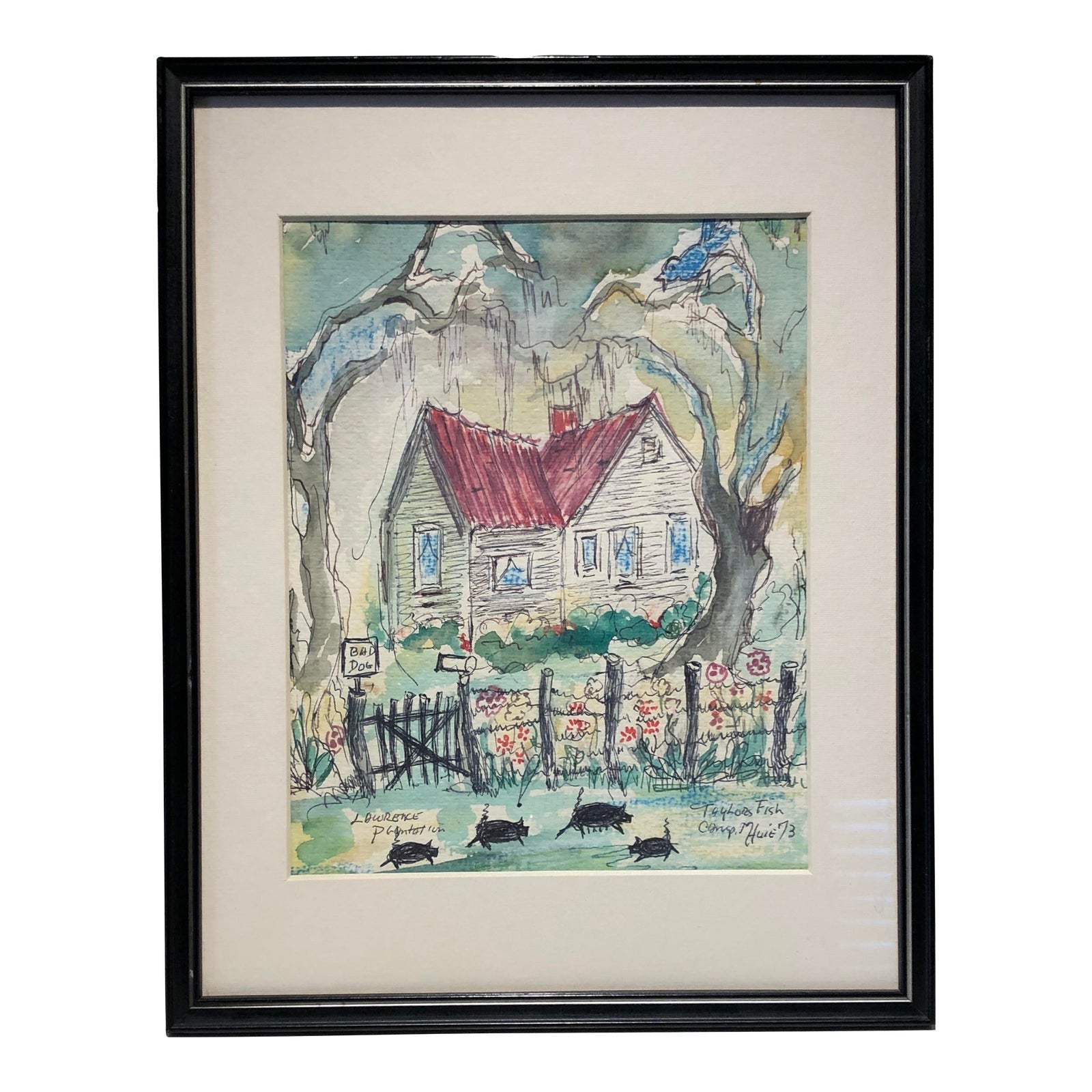 1970s Watercolor Painting by Mildred Nix Huie; St Simons Island ...