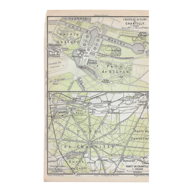 1907 Chateau Et Parc De Chantilly and Foret De Chantilly Maps From ...
