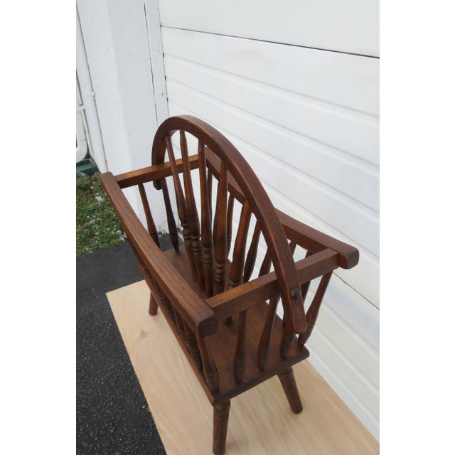Solid Oak Vintage Newspaper Stand Magazine Rack | Chairish
