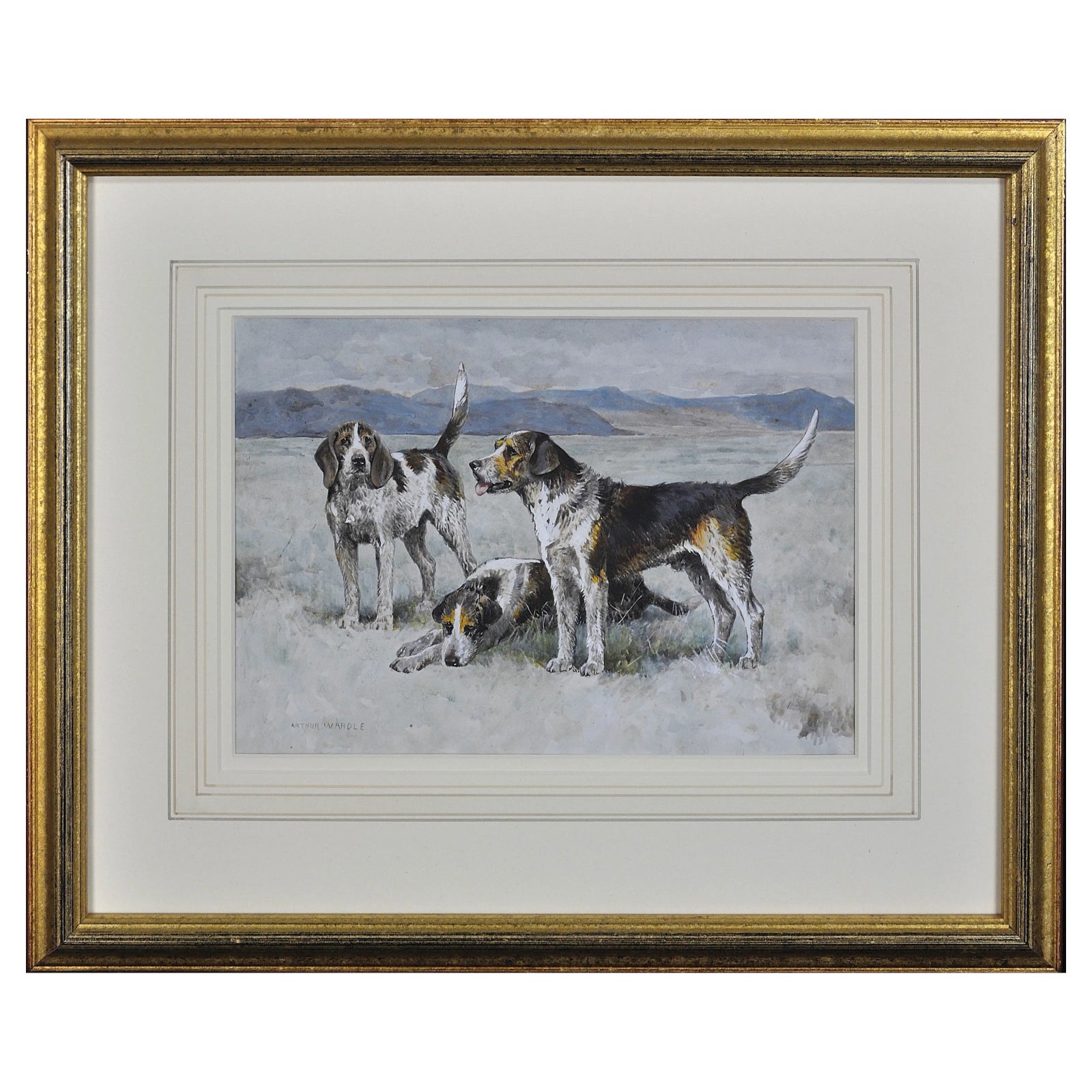 Arthur Wardle, A Hunt Pack of Welsh Hounds in Wales, 1900, Watercolor ...