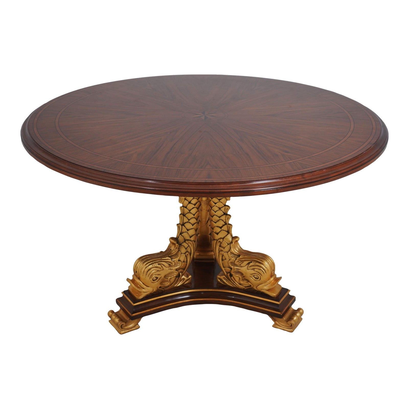 Karges Dolphin Base Round Center Dining Room Table | Chairish