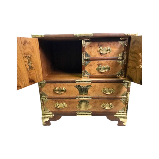 1950s Korean Chest With Gold Tone Hardware | Chairish