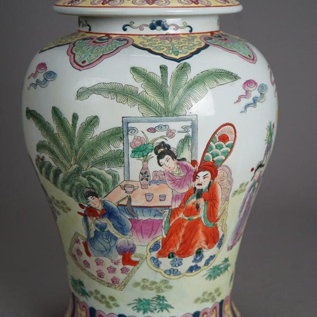 Large Porcelain Chinese Urn With Hand Enameled Decoration 20thC | Chairish
