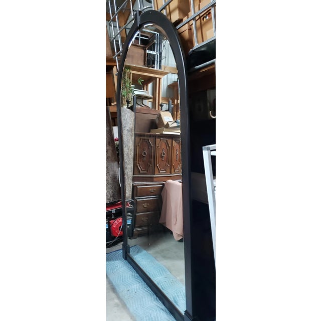 10 Ft Tall 1980s Arched Beveled Mirror With Wood Framing | Chairish