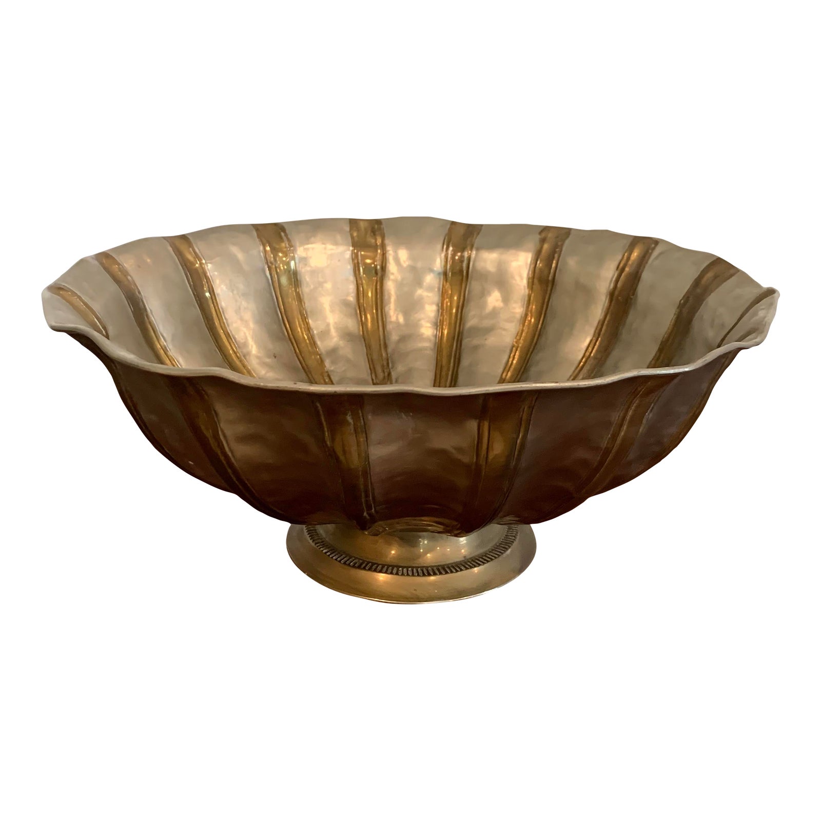 Large Vintage Brass and Pewter Footed Wine Chiller | Chairish