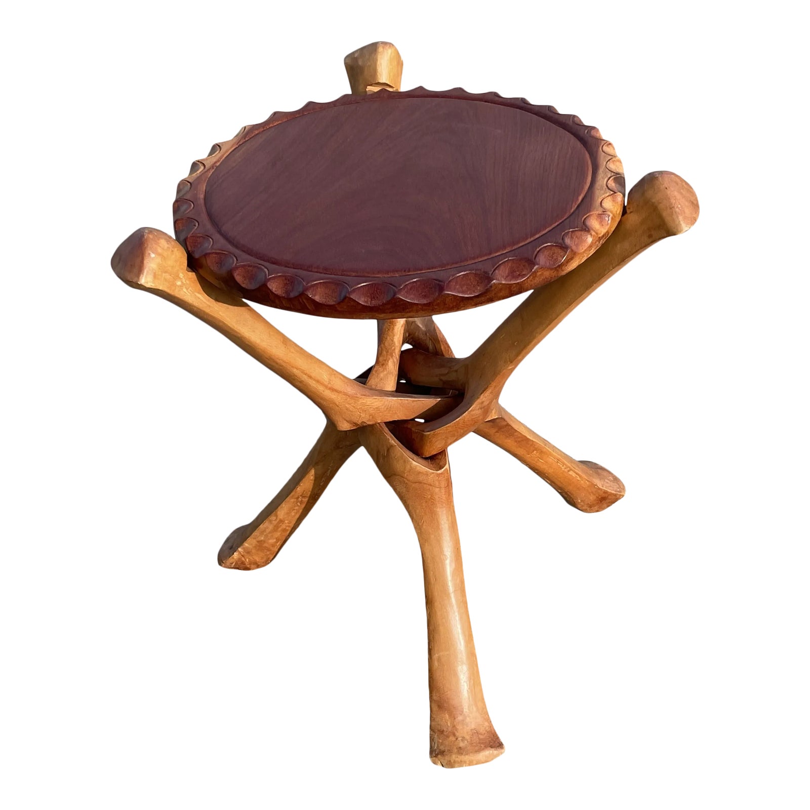 African/Tribal Tripod Folding Pedestal or Table, 1960s | Chairish