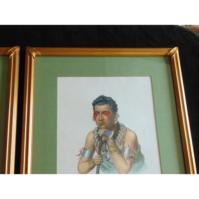 Pair of McKenney and Hall 19th Century Iowan Indian Chiefs Portraits ...