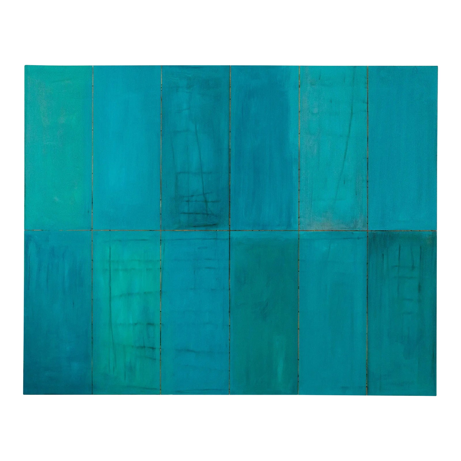 Turquoise Tile Abstract Canvas Print, 30”x40” | Chairish