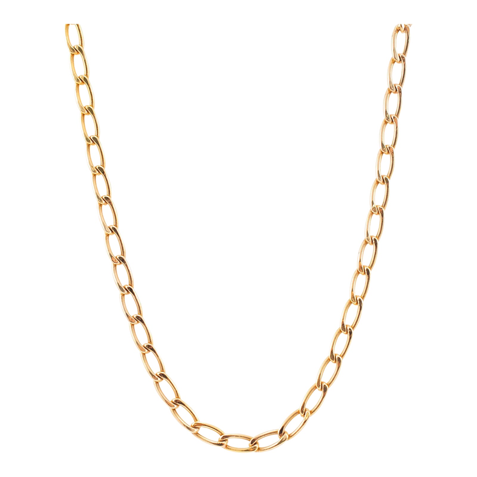 14k Yellow Gold Twisted Oval Cable Link Chain Necklace | Chairish