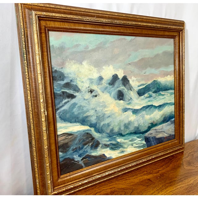1963 “Cape Storm” Expressionist Seascape Painting by Malcom Waite ...