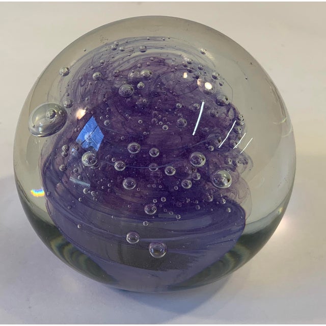 Vintage Purple Art Glass Paperweight | Chairish