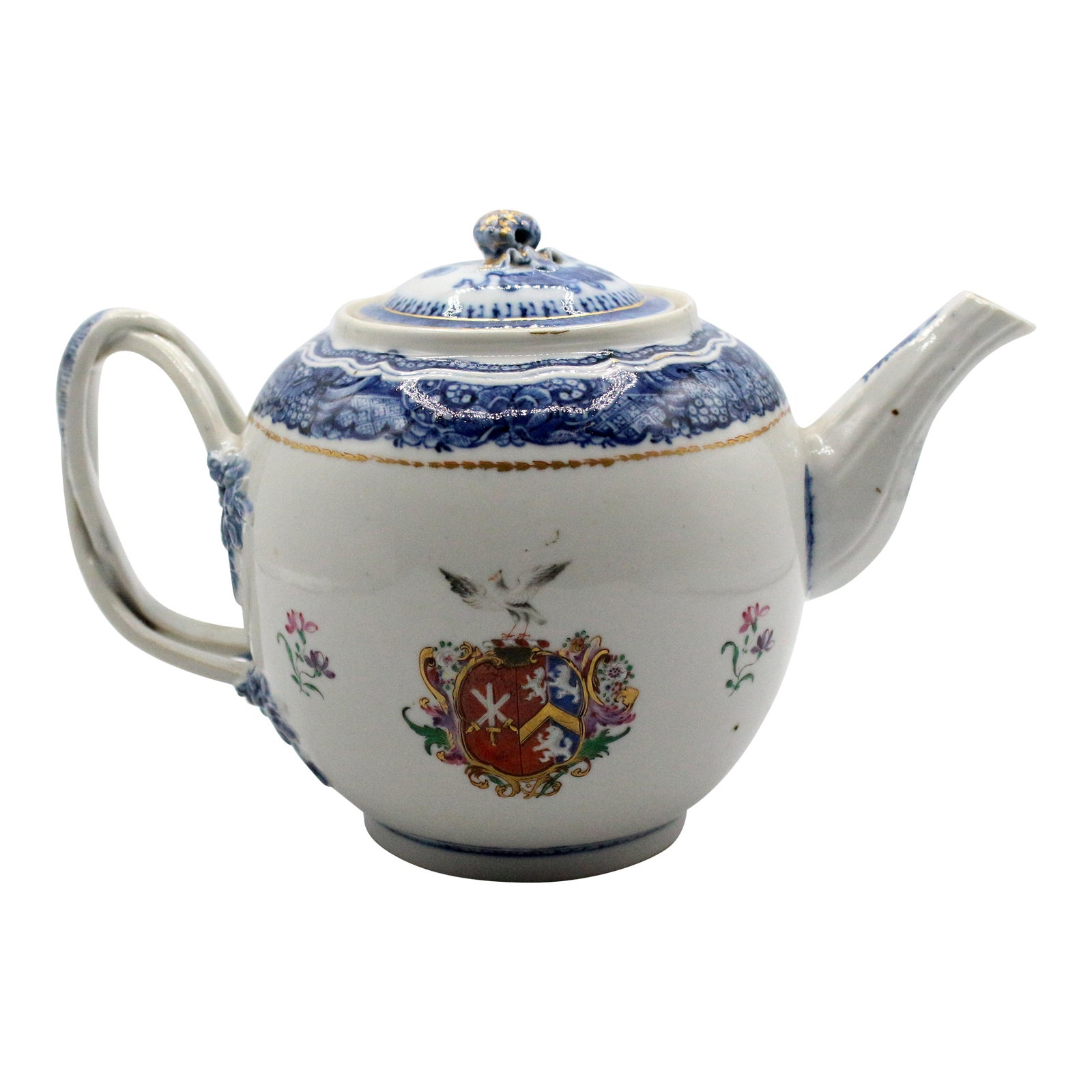 C. 1770s Chinese Export Armorial Porcelain Tea Pot | Chairish