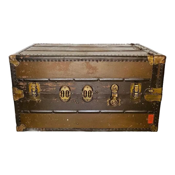 Antique Travel Trunk Wardrobe Circa 1900s | Chairish