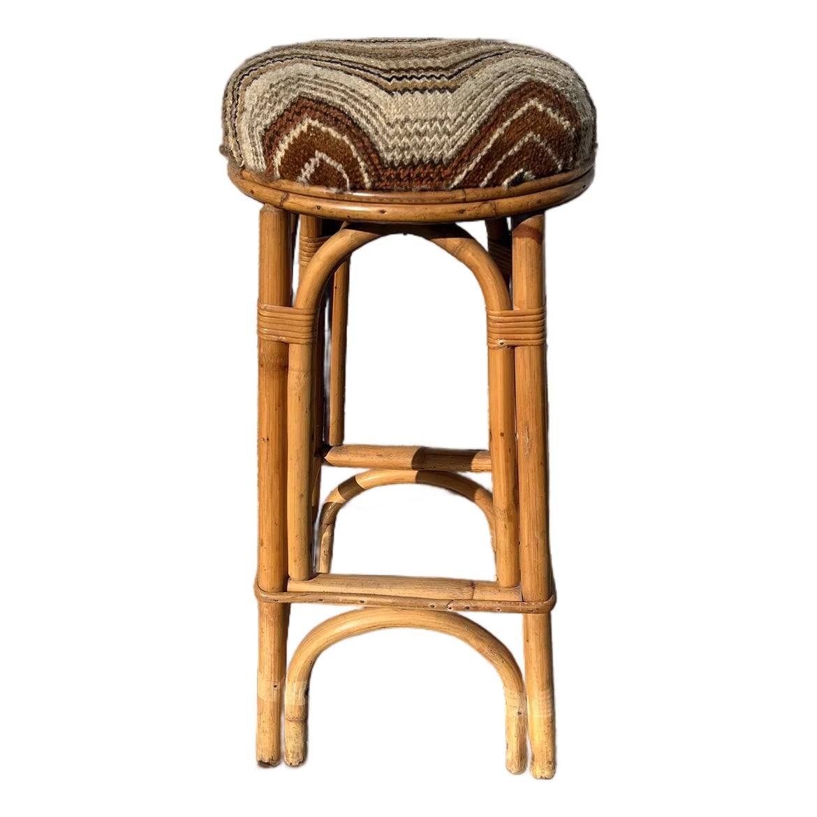 Single Vintage Bar or Counter Stool in Bamboo in Vintage Upholstery ...