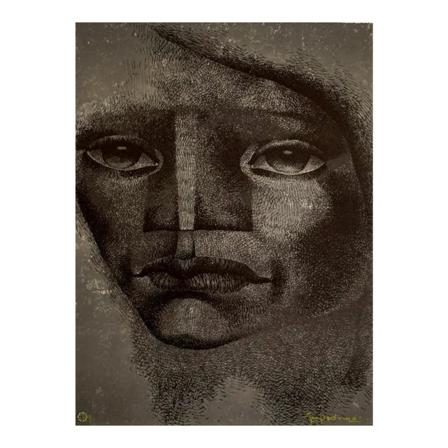 1970s Jorge Dumas Dark Portrait Lithograph | Chairish