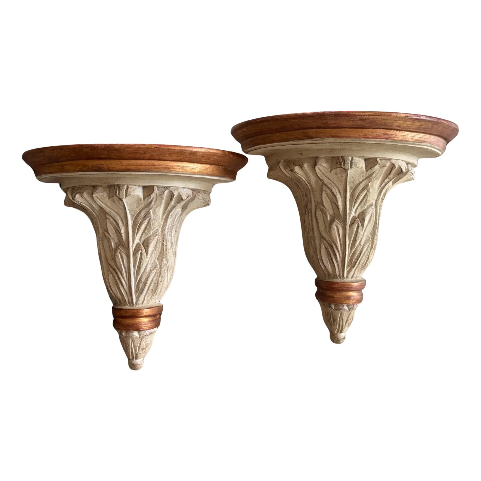 20th Century Hollywood Regency Wall Sconce Shelves - A Pair | Chairish