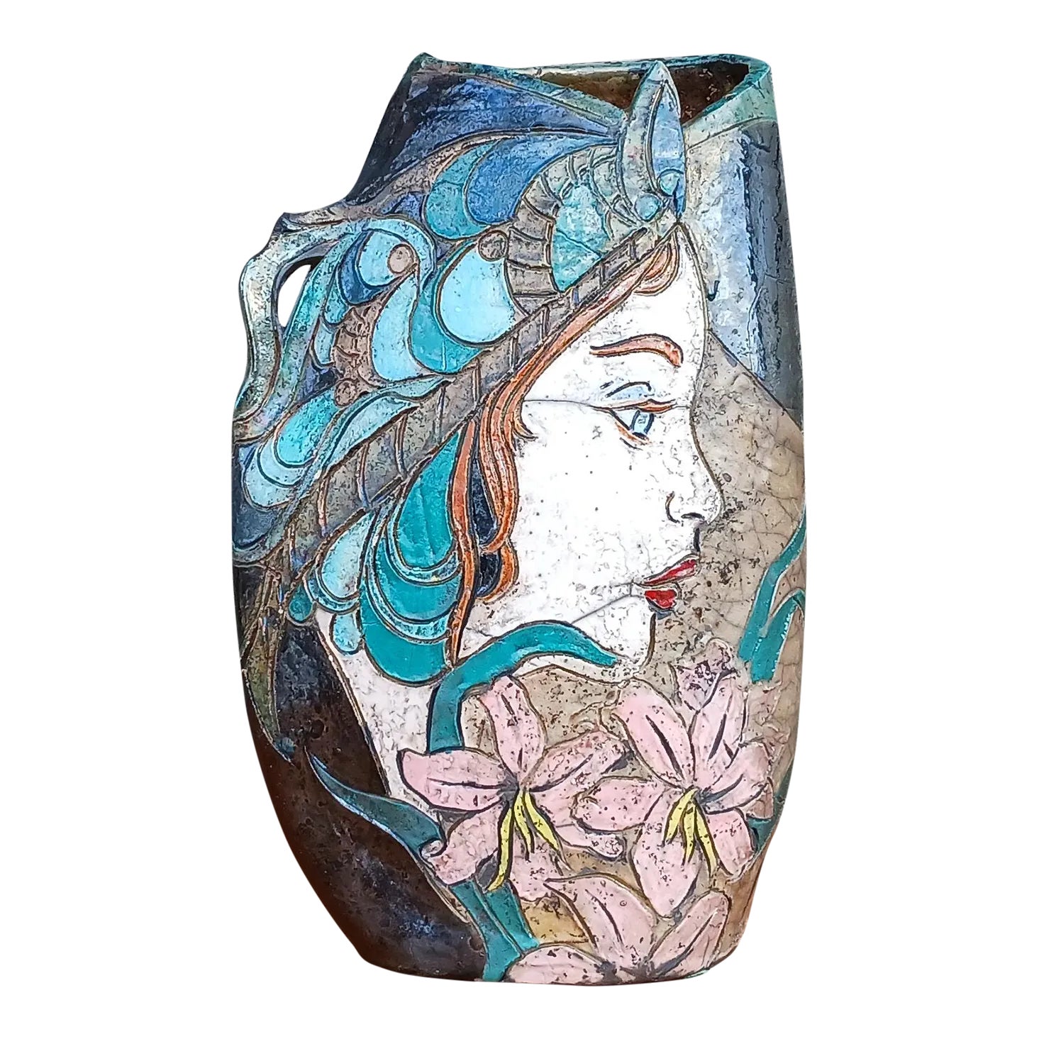 Early James "Jim" Loso Vintage Raku Studio Art Pottery Lady Portrait ...