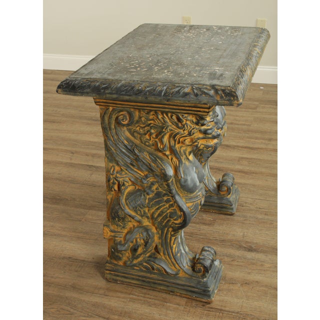 Vintage Cast Stone Winged Griffin Console Table | Chairish