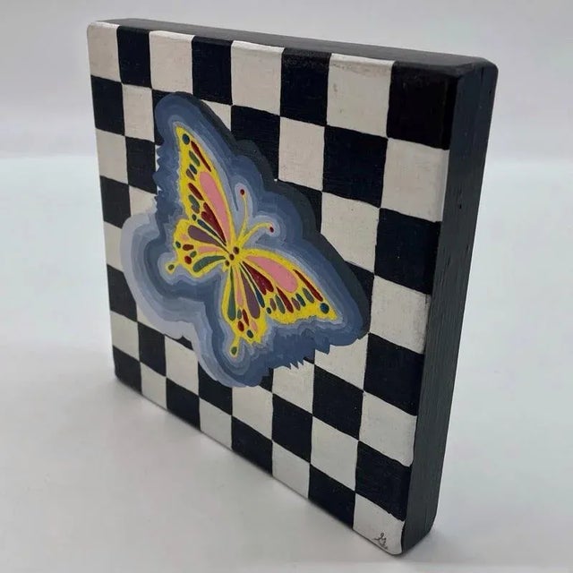 Postmodern Style Butterfly Still Life Painting | Chairish