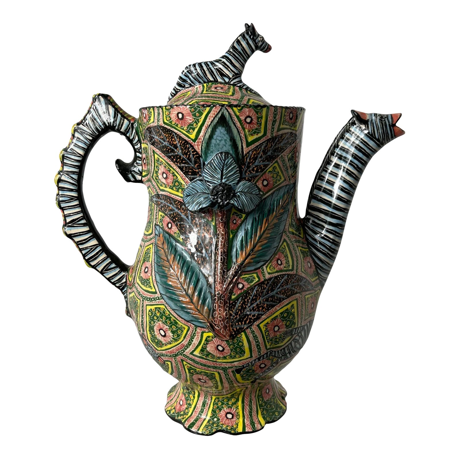 2000s Ardmore Ceramics Tall Zebra Teapot | Chairish