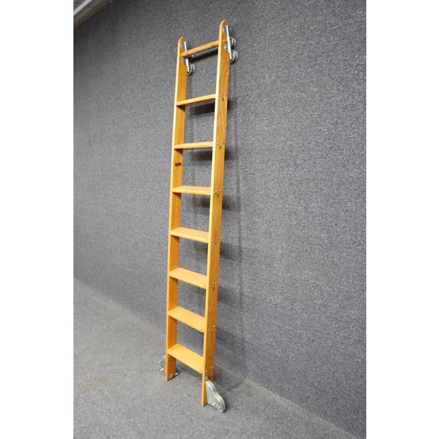 Putnam Rolling Oak Library Ladder | Chairish
