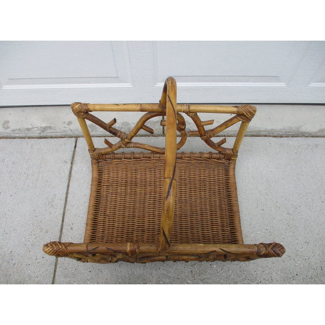 Vintage Bamboo Wicker Magazine Rack | Chairish