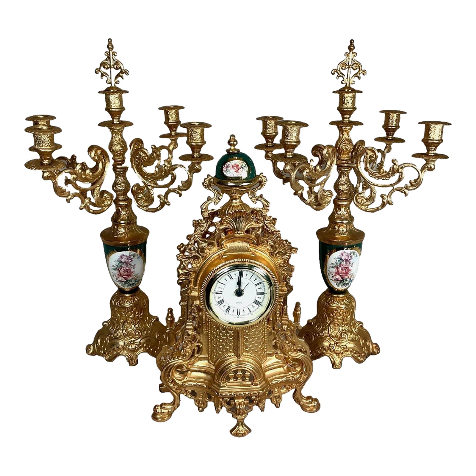 Share Vintage West Germany Uranio Quartz Mantel Clock Set W/ 2 ...