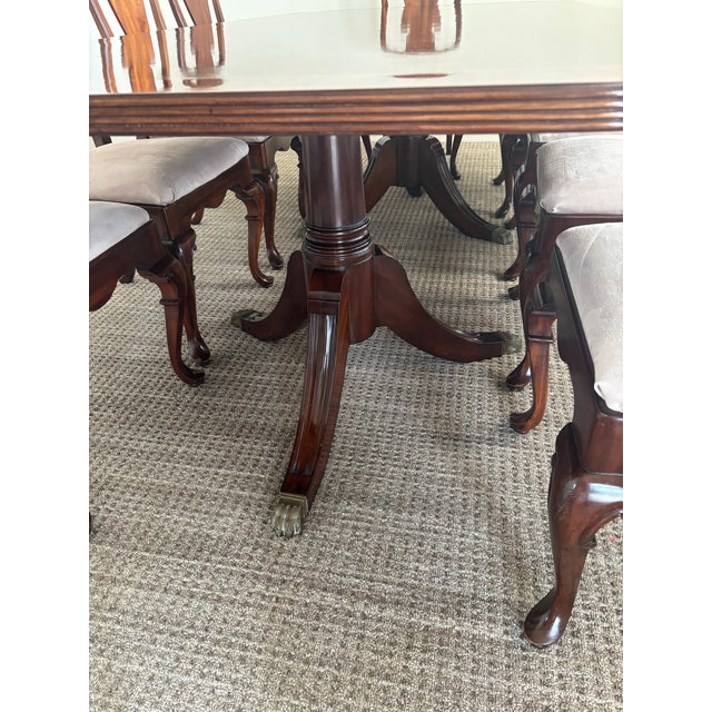 1980s Vintage Alfonso Marina Dining Table and 10 Queen Anne Chairs ...