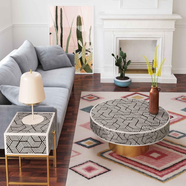 Faux Bone Inlay Side Table | Chairish