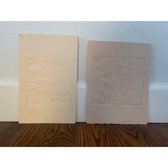 1980s Minimalist Original Embossed Drawings by Betty Ross - a Pair ...