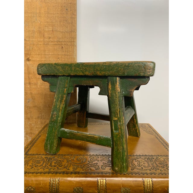 Late 19th Century Green Painted Wooden Cricket Bench | Chairish